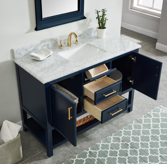 allen + roth Manhattan 49-in Navy blue Undermount Single Sink Bathroom ...