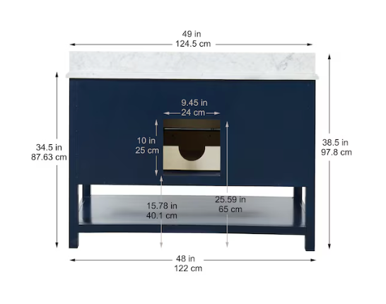 allen + roth Manhattan 49-in Navy blue Undermount Single Sink Bathroom ...